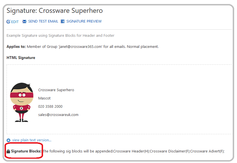 Signature Blocks Guide Crossware Knowledge Base